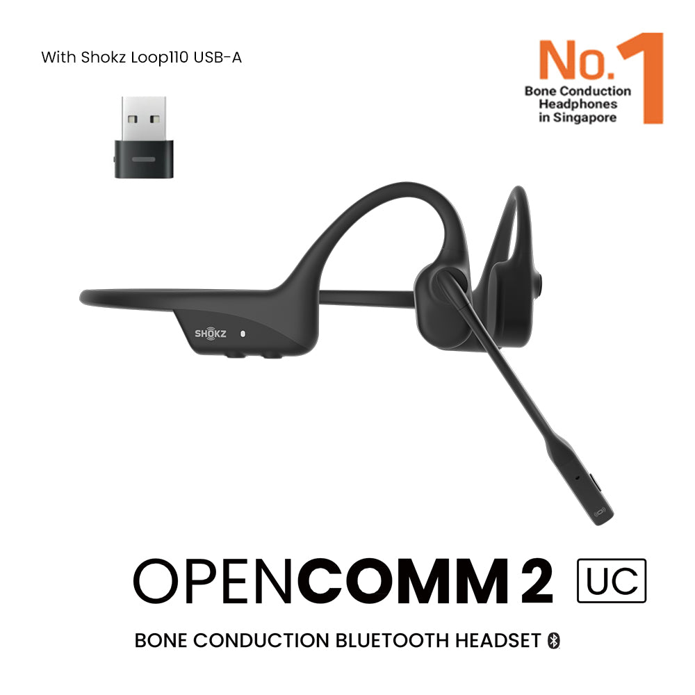 Shokz Opencomm 2 UC Wireless Bone Conduction Headphone – Stereo ...